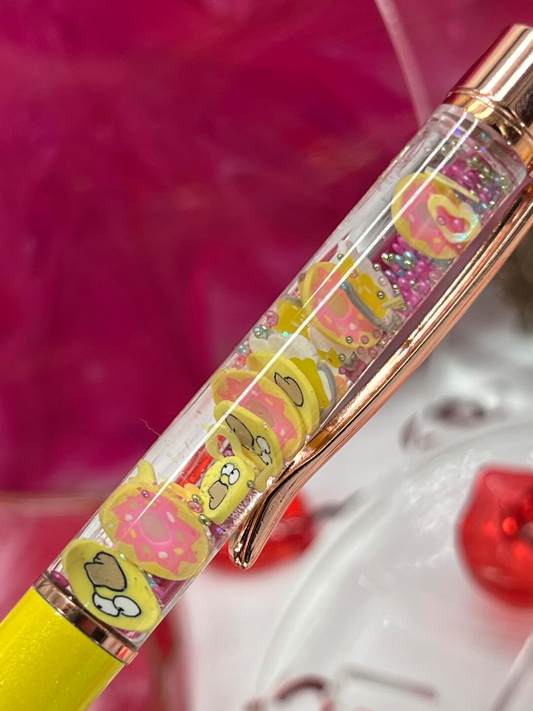 Homie Donuts & Beer Mugs Float Pen. Nostalgic Cartoon Snow Globe ...