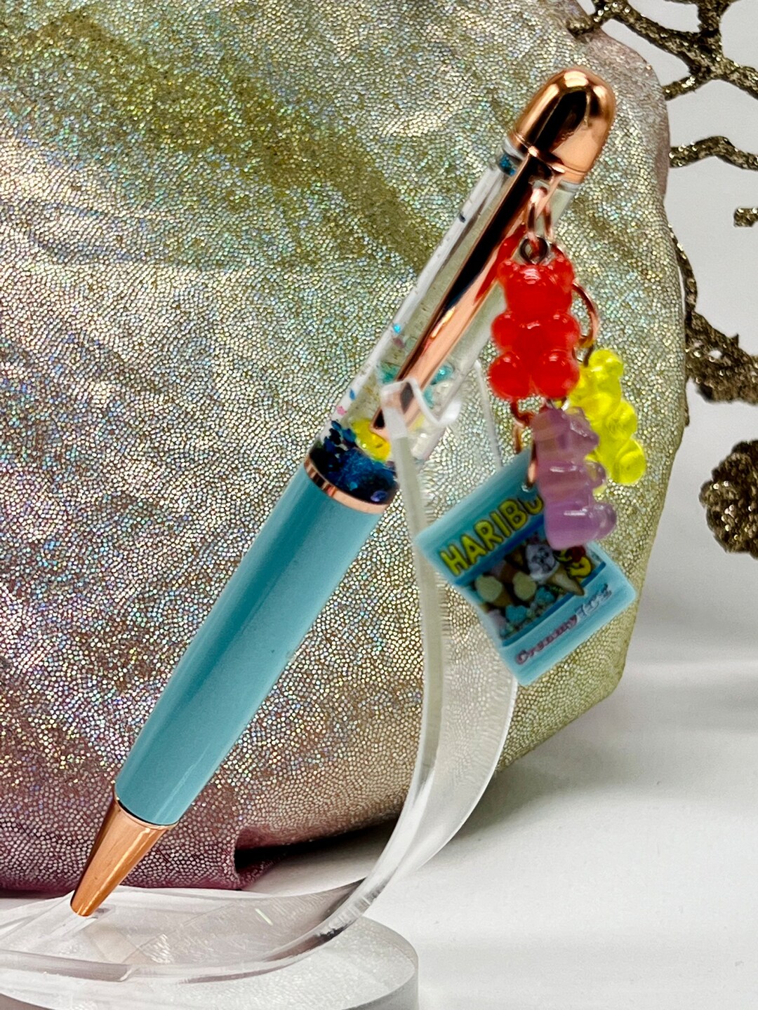 Gummy Bear Float Pen. Jumbo Gummy Bear Snow Globe Charms Pen. Candy ...