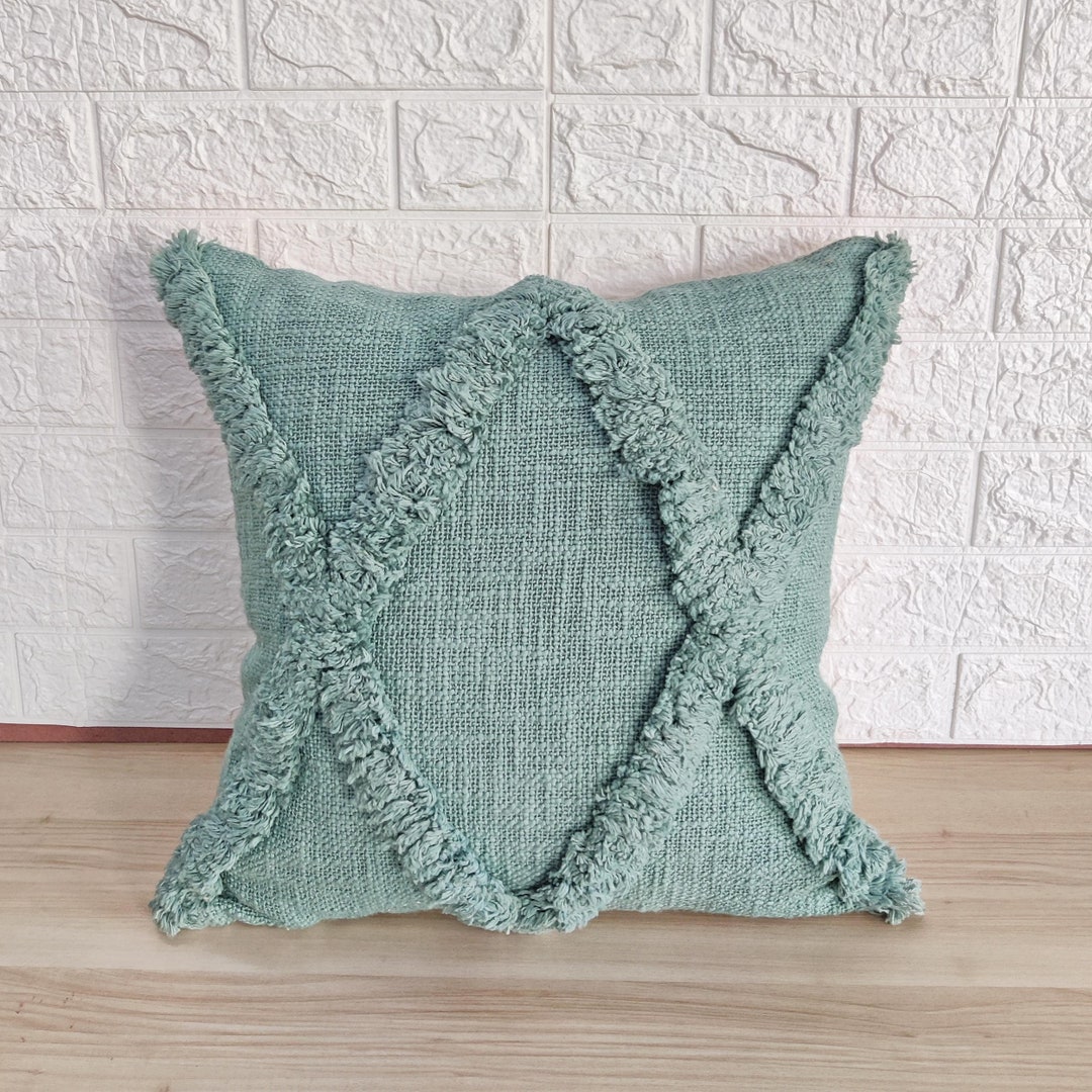 Seafoam Blue Tufted Textured 100% Raw Cotton Hand Dyed Fabric 16x16 ...
