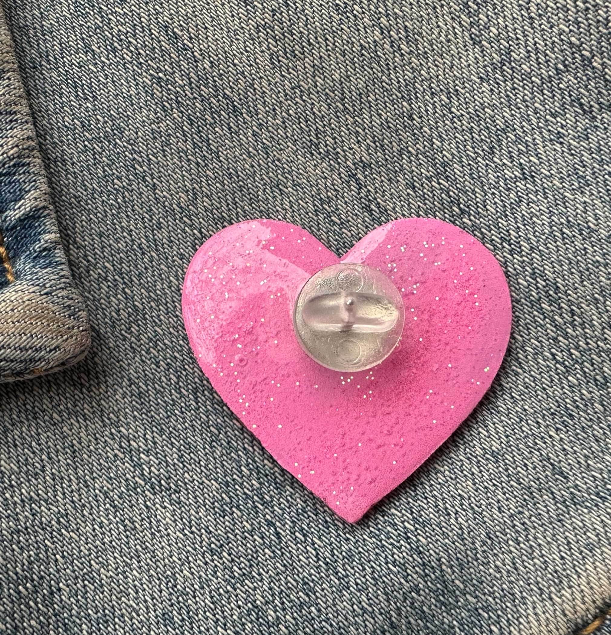 Pink Sparkly Glitter Heart Pin, Valentine Pin, Heart Pin, Valentines ...
