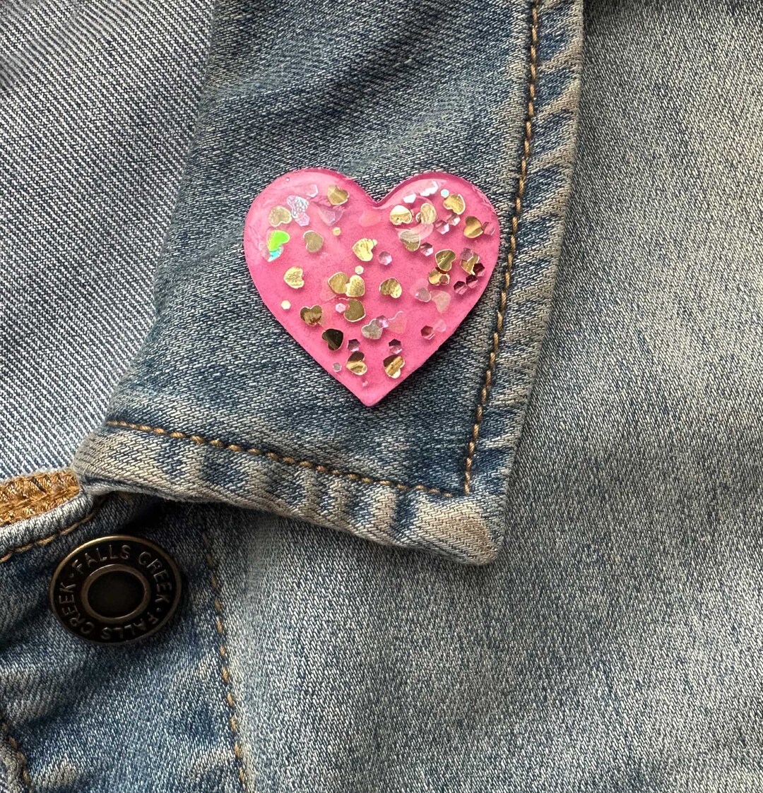 Pink Sparkly Glitter Heart Pin, Valentine Pin, Heart Pin, Valentine’s ...