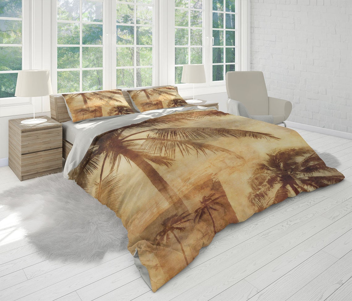 Palm Trees Duvet Cover Set With Pillowcases Contemporary Art - Etsy