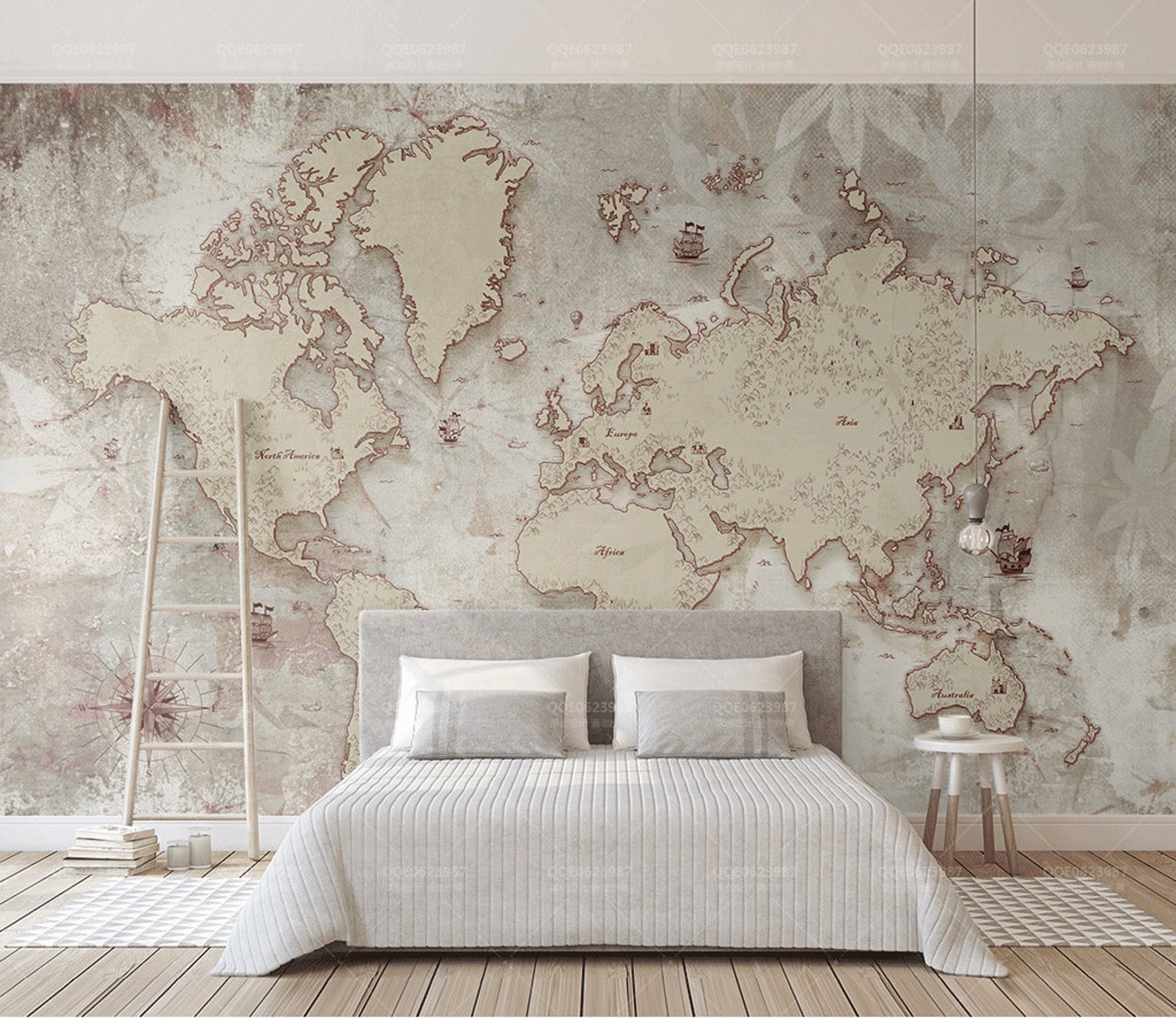 Vintage Old World Map Beige Wallpaper Wallpaper Mural - Etsy