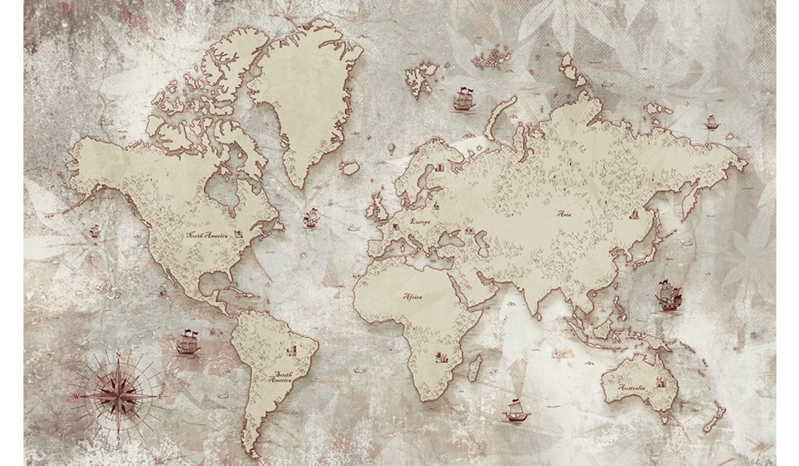 Vintage Old World Map Beige Wallpaper Wallpaper Mural - Etsy