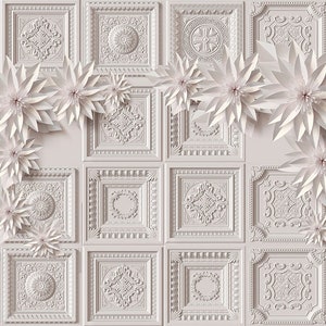 Embossed Brick Wall Flowers 3D Wallpaper Wallpaper Mural | Etsy Canada