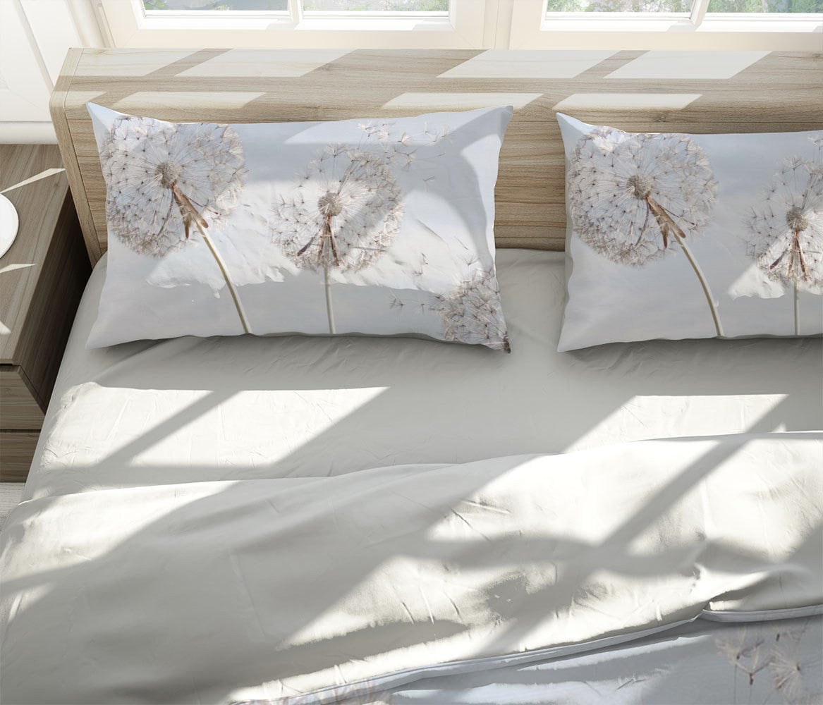 Dandelion Floating Duvet Cover Set With Pillowcases, Flowers Floral ...