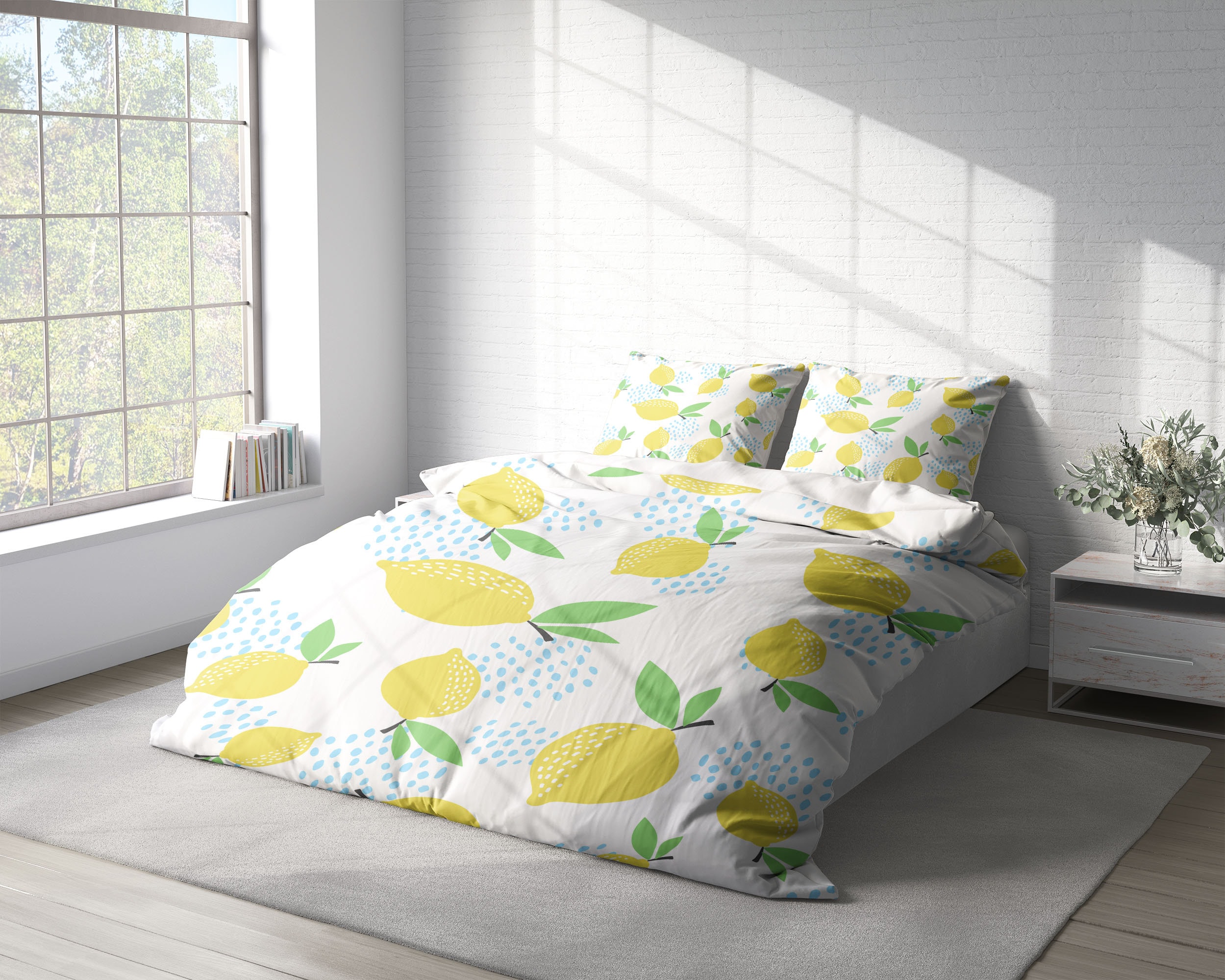 Lemon Fruit Painting Duvet Cover Set, Fruits Quilt Cover, Comforter ...