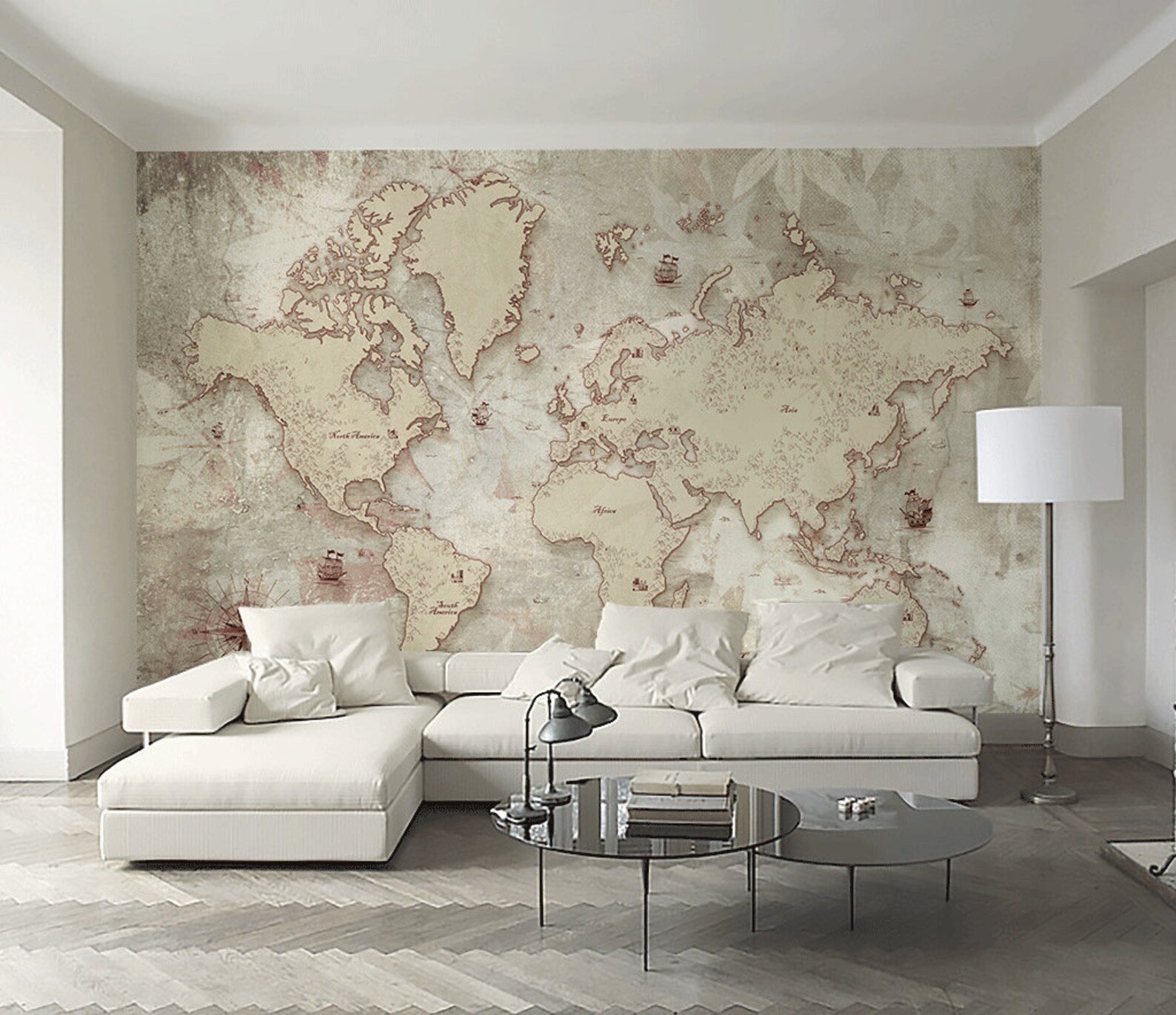 Vintage Old World Map Beige Wallpaper Wallpaper Mural - Etsy