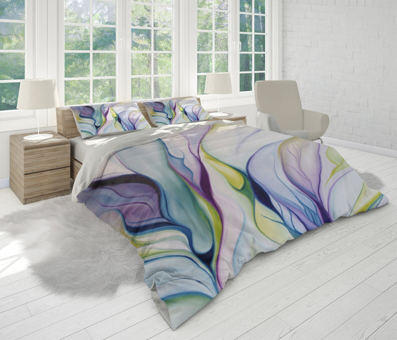 Color Ripple Duvet Cover Set With Pillowcases, Abstract Art Colorful 3D ...