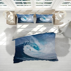 Surf Duvet Cover Set With Pillowcases, Wave Beach Blue Quilt Cover ...