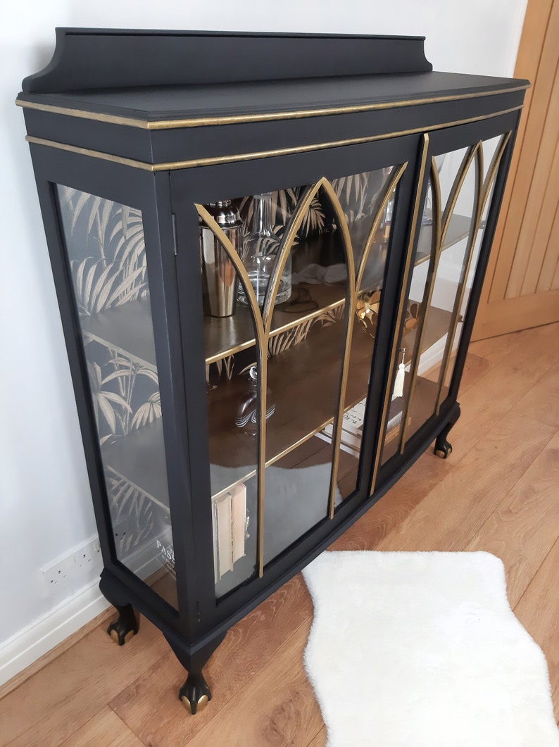 SOLD SOLD Not Availableblack & Gold Hand Painted Vintage Cocktail/gin ...