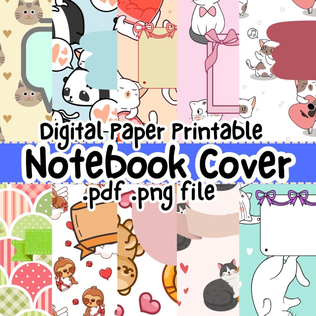 100 Digital Paper Notebook Cover Printables Various Design and Patterns ...