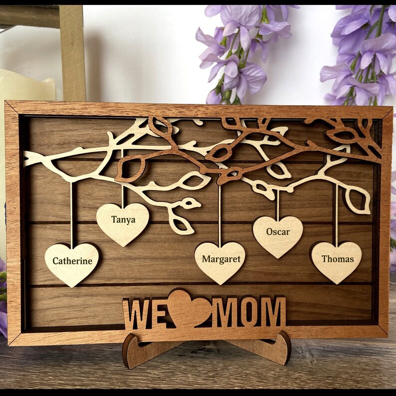 Custom Family Tree Sign Personalized Hanging Hearts Family - Etsy