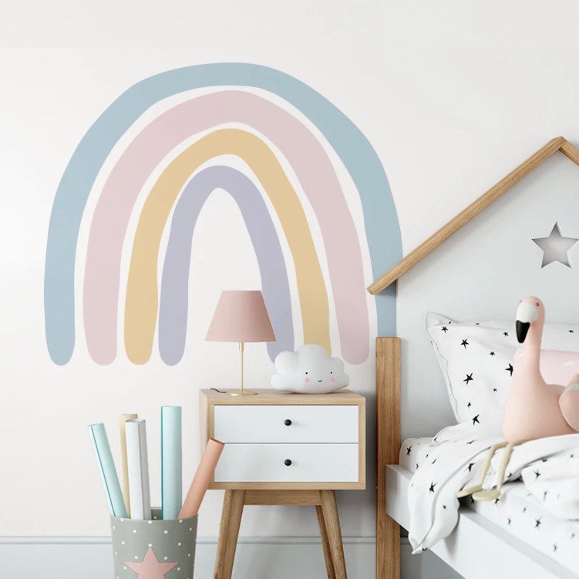 Large Neutral Pastel Rainbow Wall Decal Nursery Wall Decal | Etsy