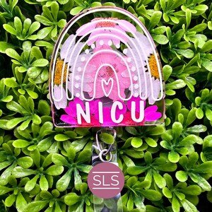 Floral Rainbow NICU Badge Reel-real Dry Pressed Flower-gift for NICU ...