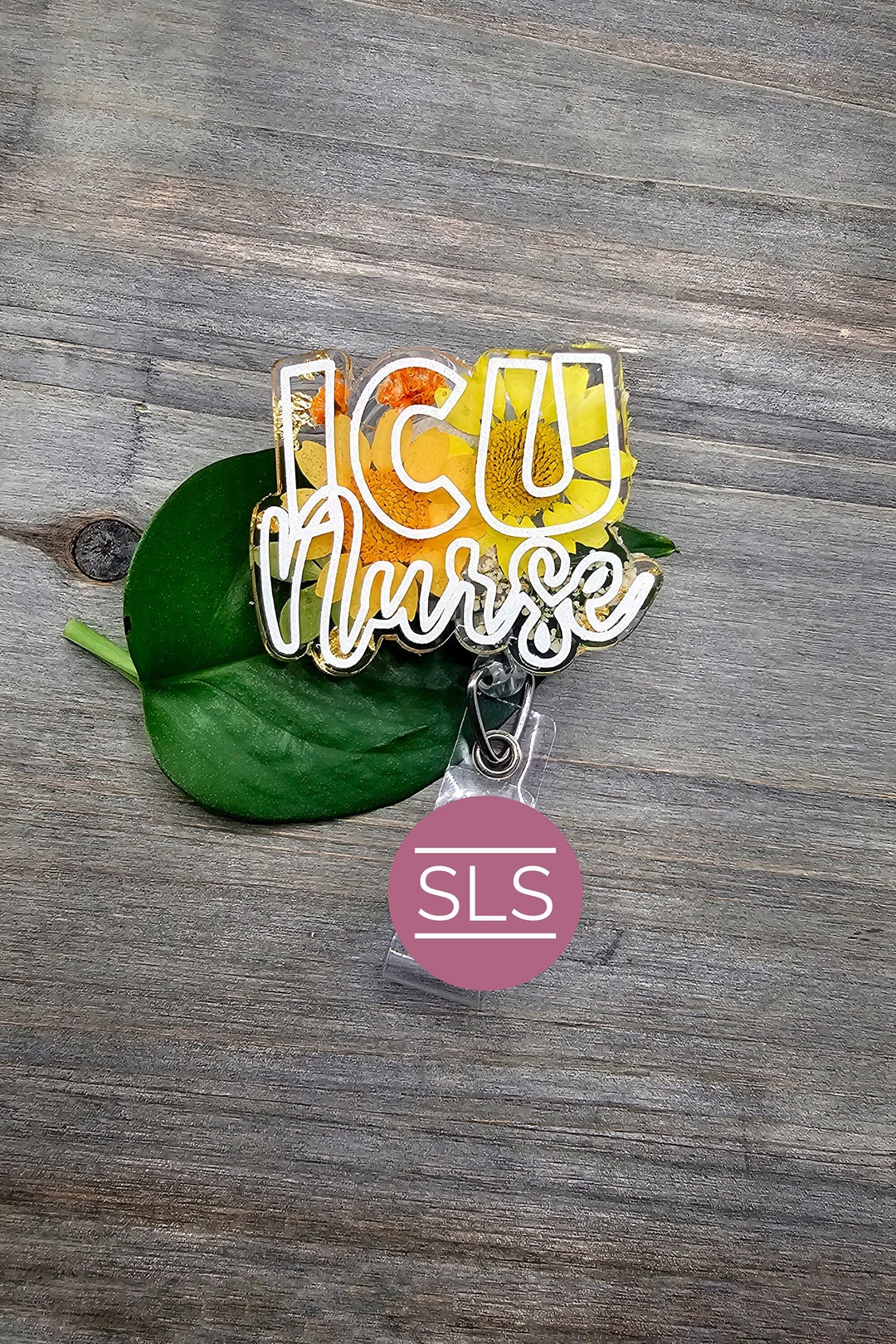 ICU Nurse Floral Badge Reel-icu Nurse-custom Name Badge-medical Badge ...