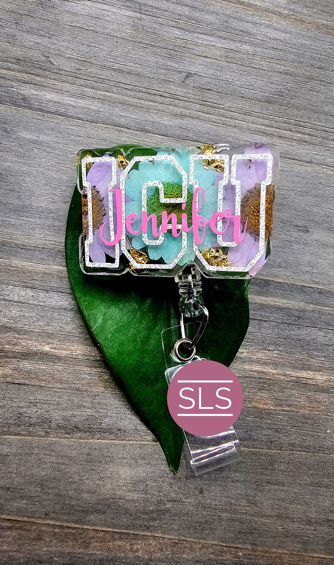 ICU Floral Badge Reel-icu Nurse-custom Name Badge-medical Badge Clip ...