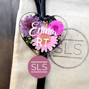Heart Shape Custom Stethoscope Name Tag-dry Pressed Flowers-gift for ...