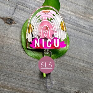 Floral Rainbow NICU Badge Reel-real Dry Pressed Flower-gift for NICU ...