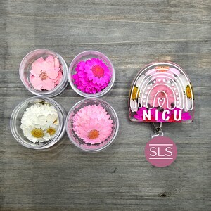 Floral Rainbow NICU Badge Reel-real Dry Pressed Flower-gift for NICU ...