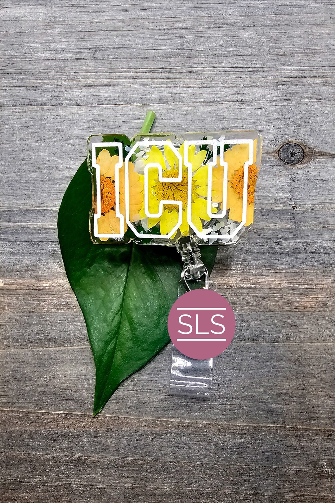 ICU Floral Badge Reel-icu Nurse-custom Name Badge-medical Badge Clip ...
