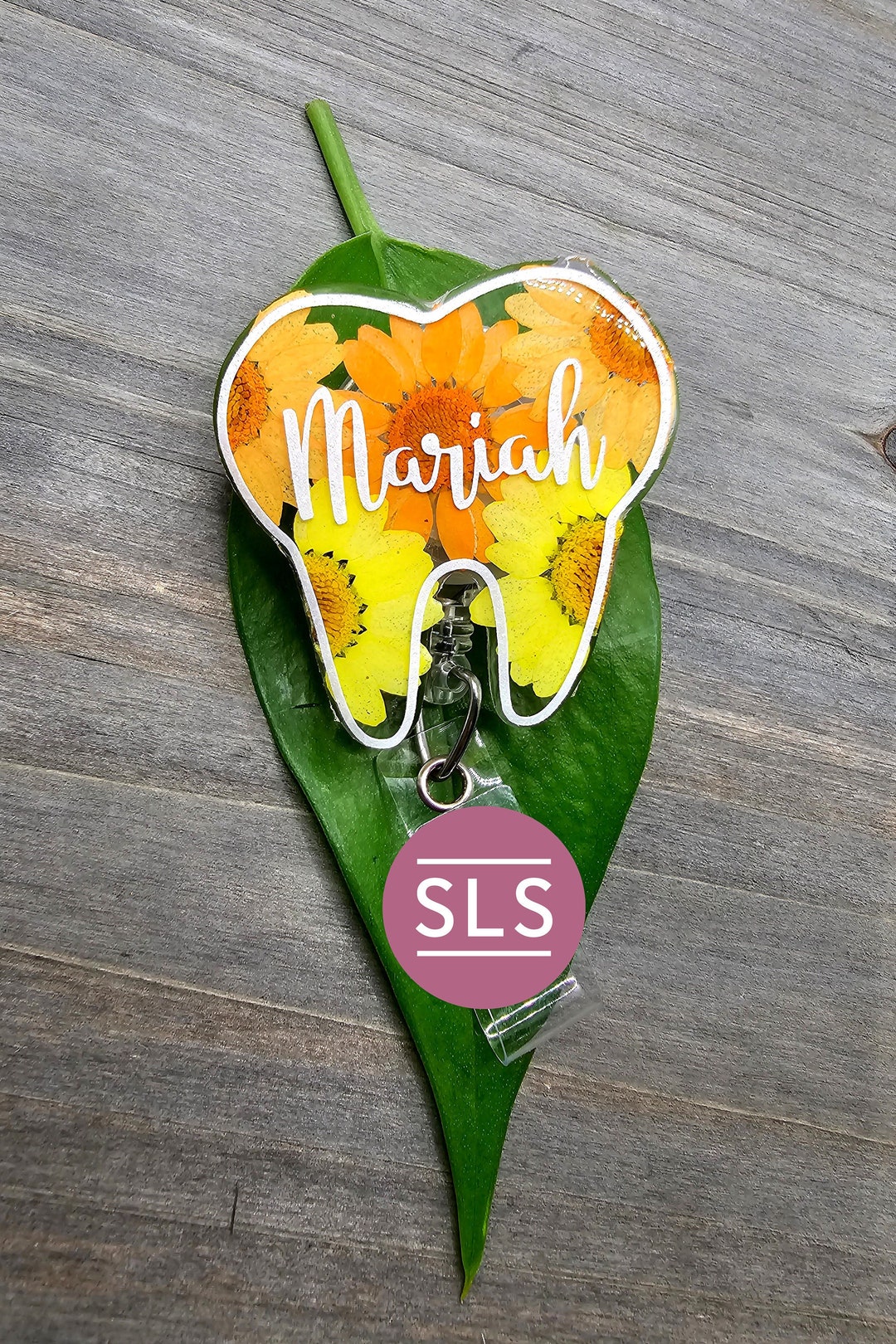 Personalized Tooth Badge Reel-floral Dental Badge Reel-dental Hygienist ...