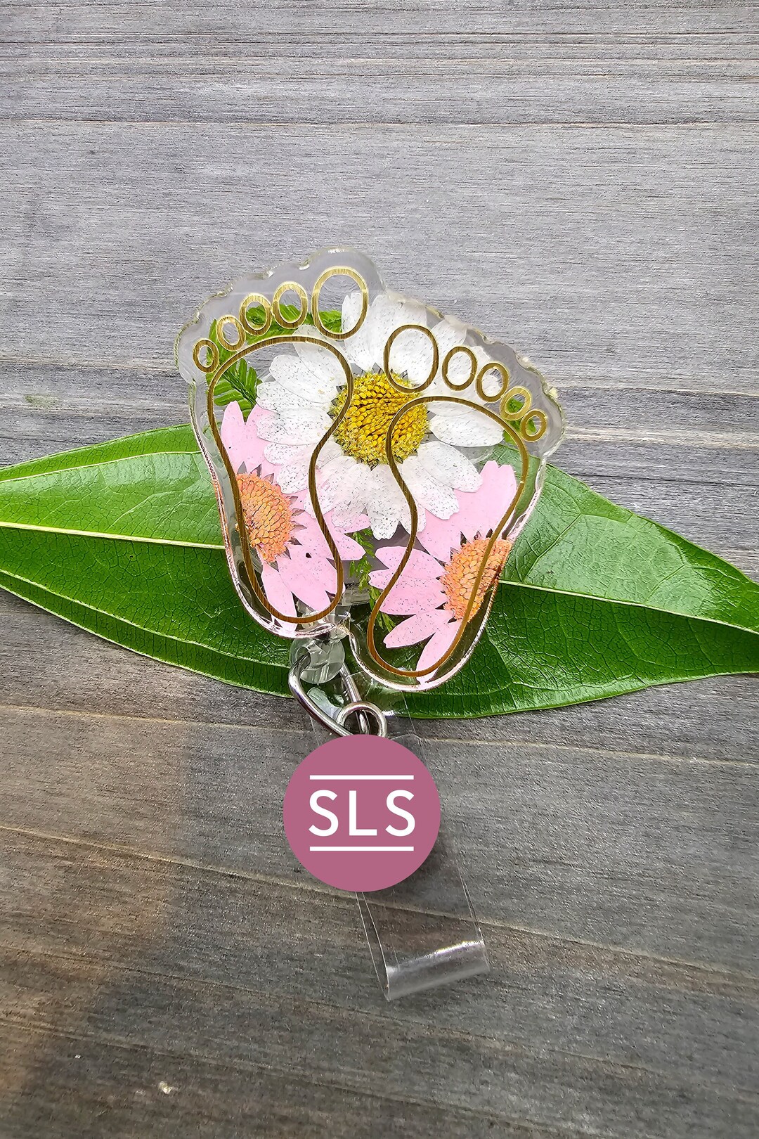 Baby Feet Floral Badge Reel-nicu Badge Holder-gift for NICU Rn-ped ...