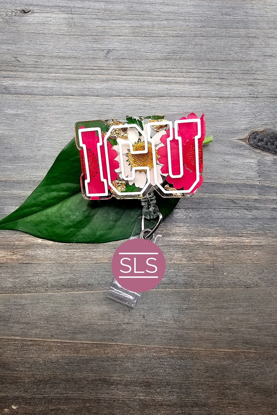 ICU Floral Badge Reel-icu Nurse-custom Name Badge-medical - Etsy