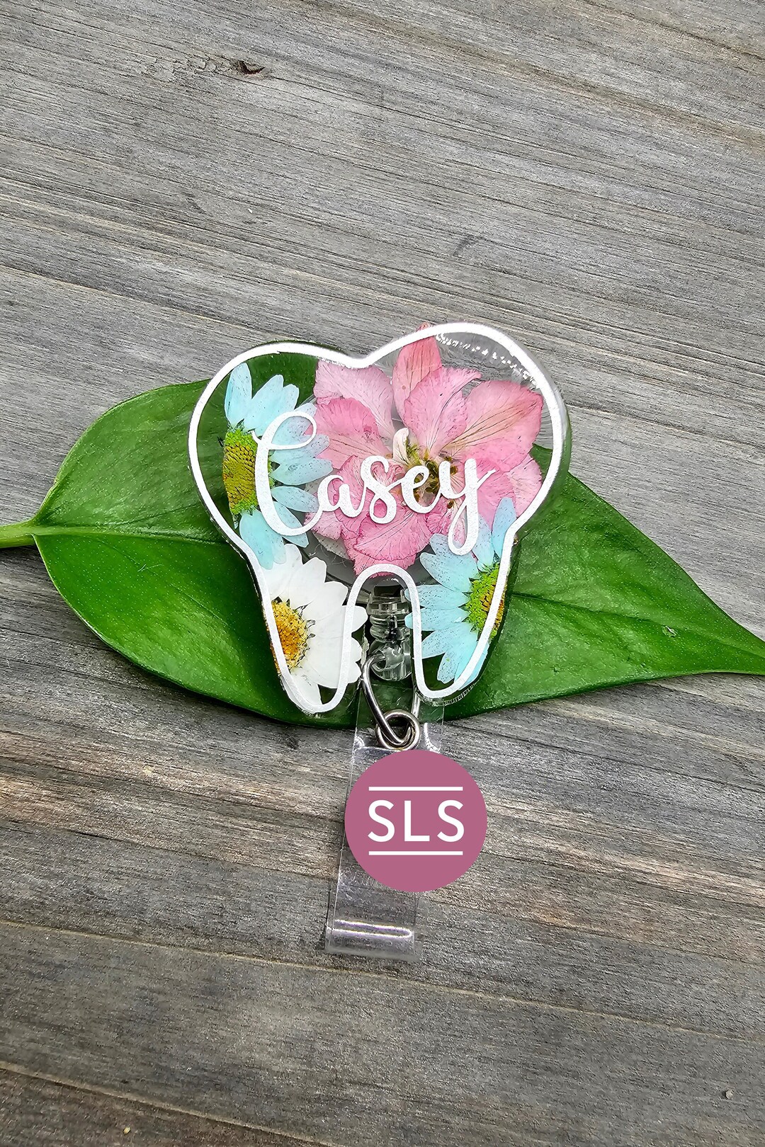 Personalized Tooth Badge Reel-floral Dental Badge Reel-dental Hygienist ...