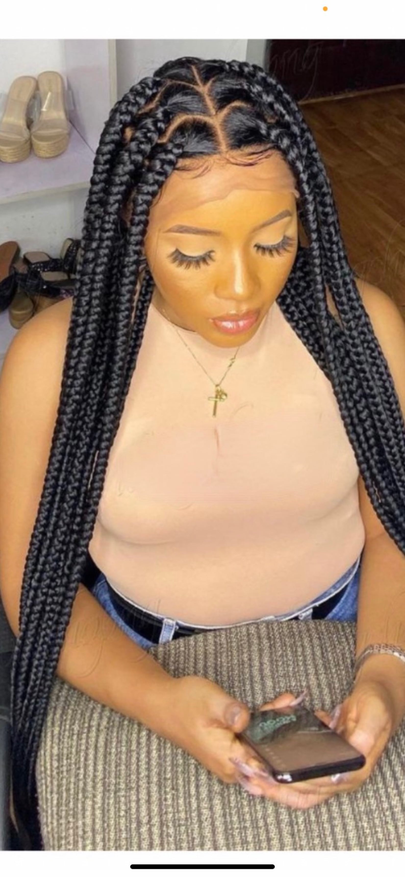 Braided Wig Braids Wig Knotless Braids Cornrows Wig Black Women Wig