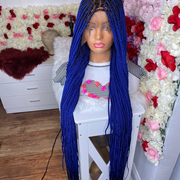 Human Hair Box Braid Wig - Etsy