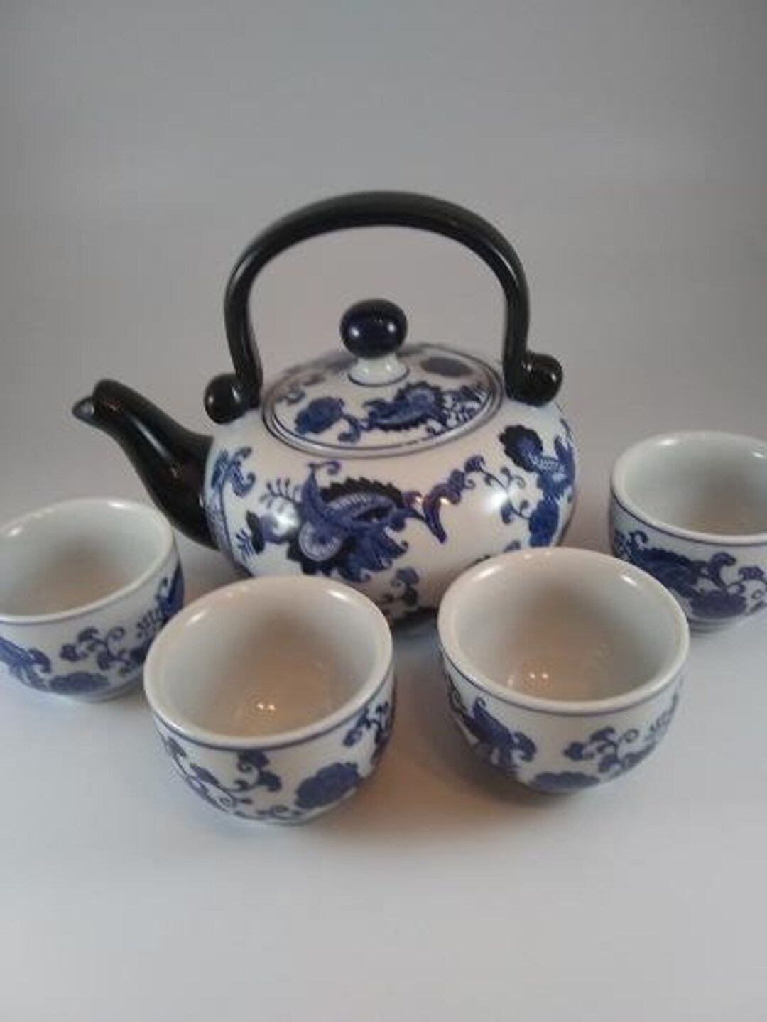 Pier 1 White & Blue Paisley Tea Set - Etsy
