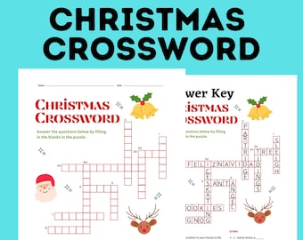 Christmas Crossword Puzzle Printable Christmas Game - Etsy