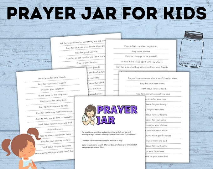Prayer Prompt for Kids, Prayer Jar Activity, Prayer Kids Cards, Prayer ...