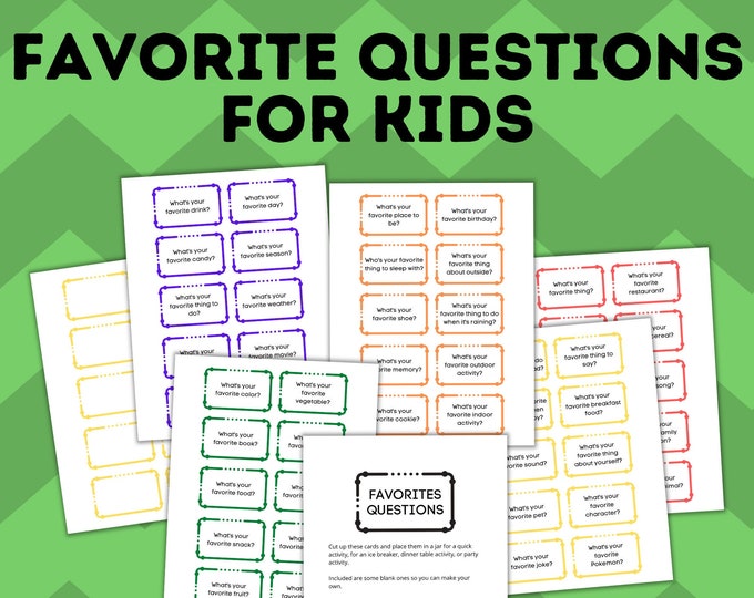 What's Your Favorite Questions for Kids Cards | Question Cards for Kids ...