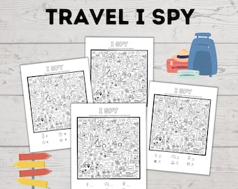 I Spy Travel Fun Printable Game for Kids, Airplane Activity, Road Trip ...