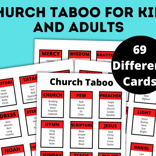Biblical Taboo Card Game Group Game family Printable Bible - Etsy Australia