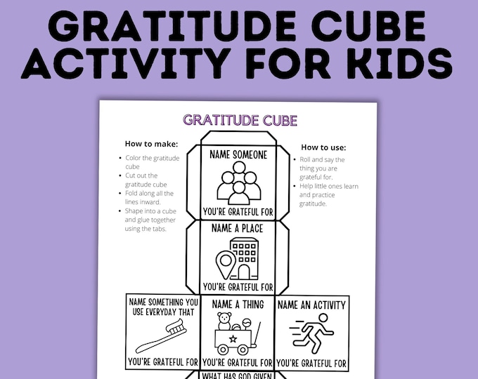 Gratitude Cube, Gratitude Game for Kids, Thankful Kids Activity ...