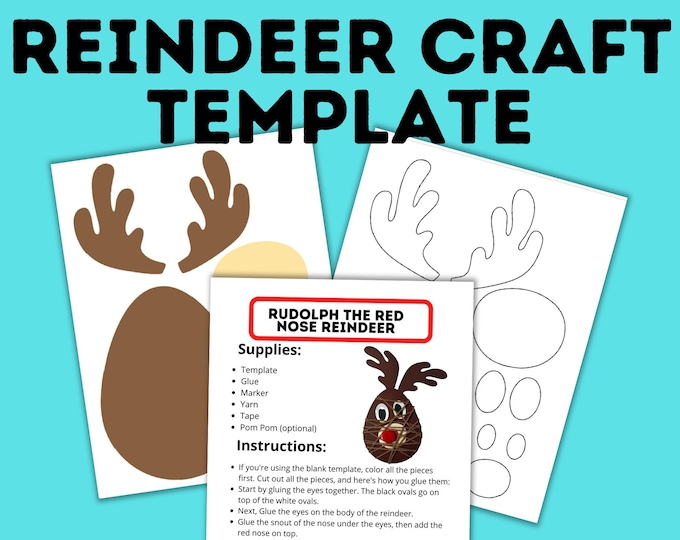Paper Reindeer Craft, Christmas Reindeer Printable Template, Holiday ...