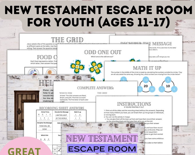 Bible Escape Room | New Testament Escape Room for Youth | Youth Games ...