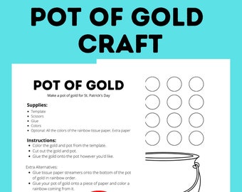 St. Patrick's Day Day Pot of Gold & Rainbow Craft Kitcardstock Paper ...