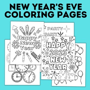New Year's Eve Coloring Pages for Kids New Year's - Etsy