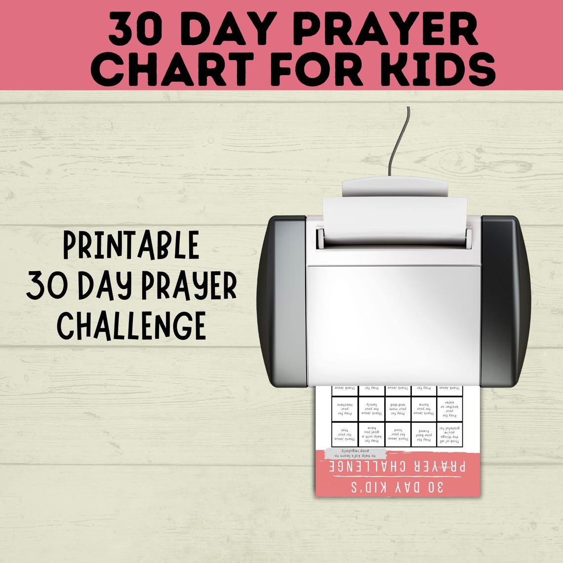 Kids Prayer Challenge List Card, Pray Schedule and Board, Family Sunday ...