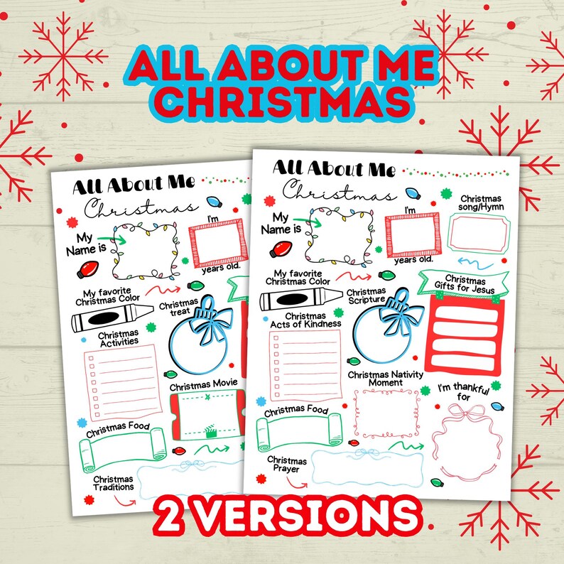 All About Me Questionnaire Survey Christmas, Kids Holiday Activity ...