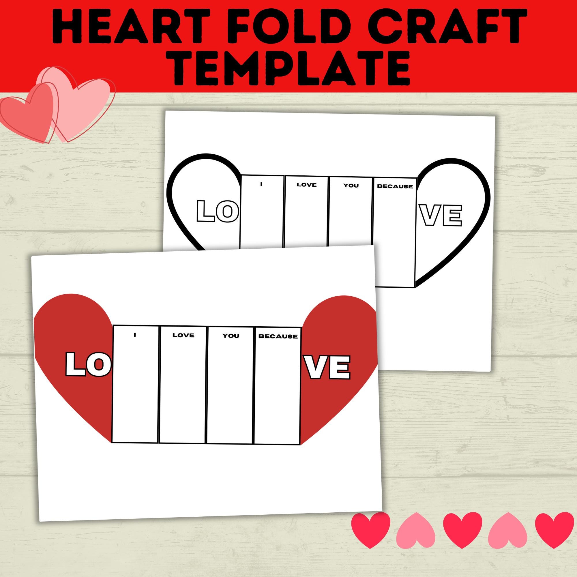 Valentine's Day Heart Craft Kids, Valentines Day Activity, Fold Craft ...