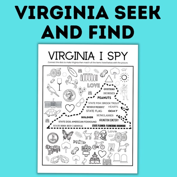 Virginia I Spy Virginia Themed Game Virginia Printable | Etsy