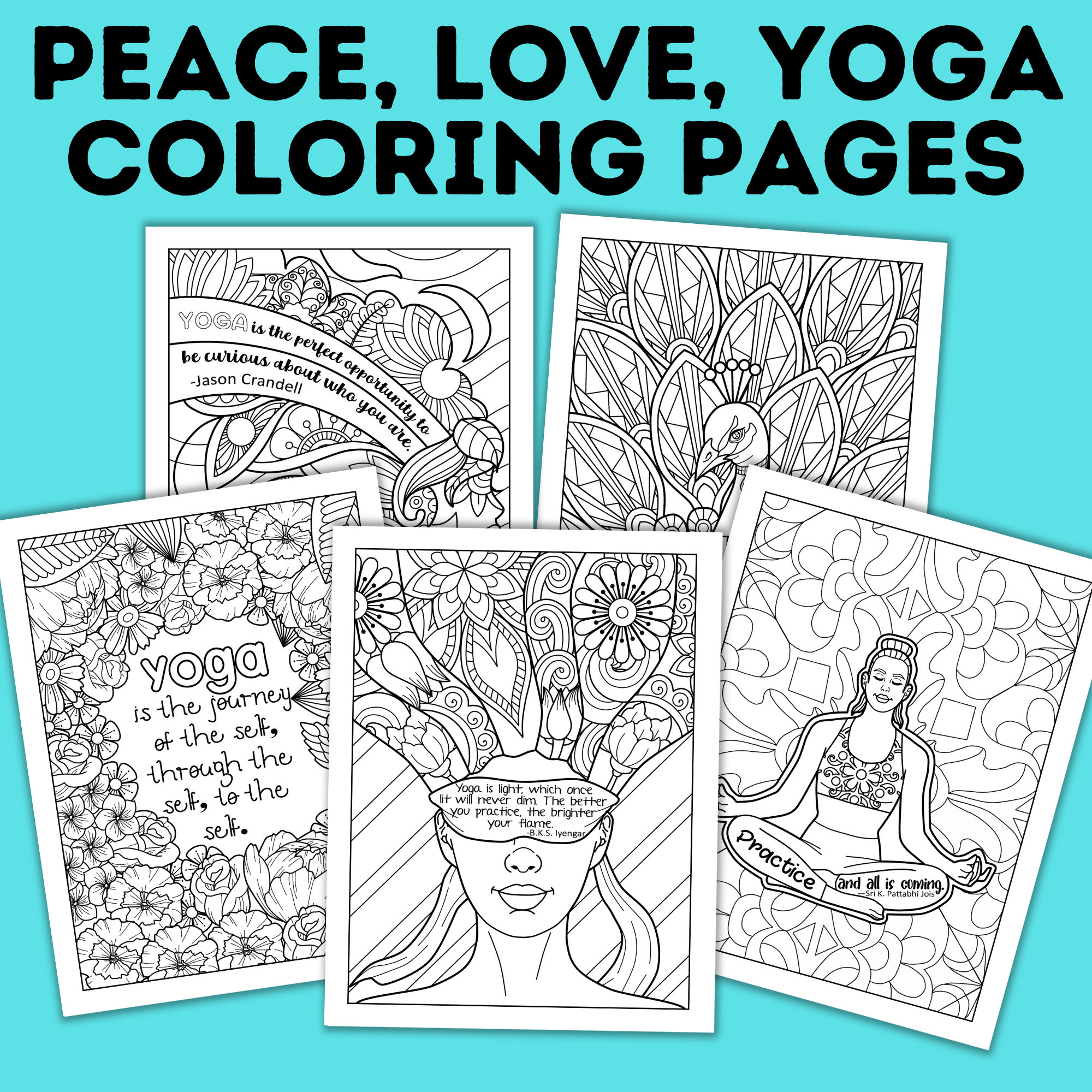Yoga Coloring Pages Relaxing Coloring Pages - Etsy