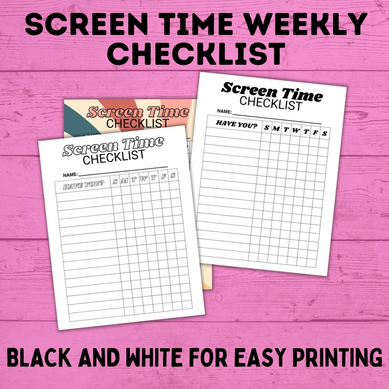 Chore Chart for Kids | Weekly Screen Time Chart | Weekly Checklist for ...