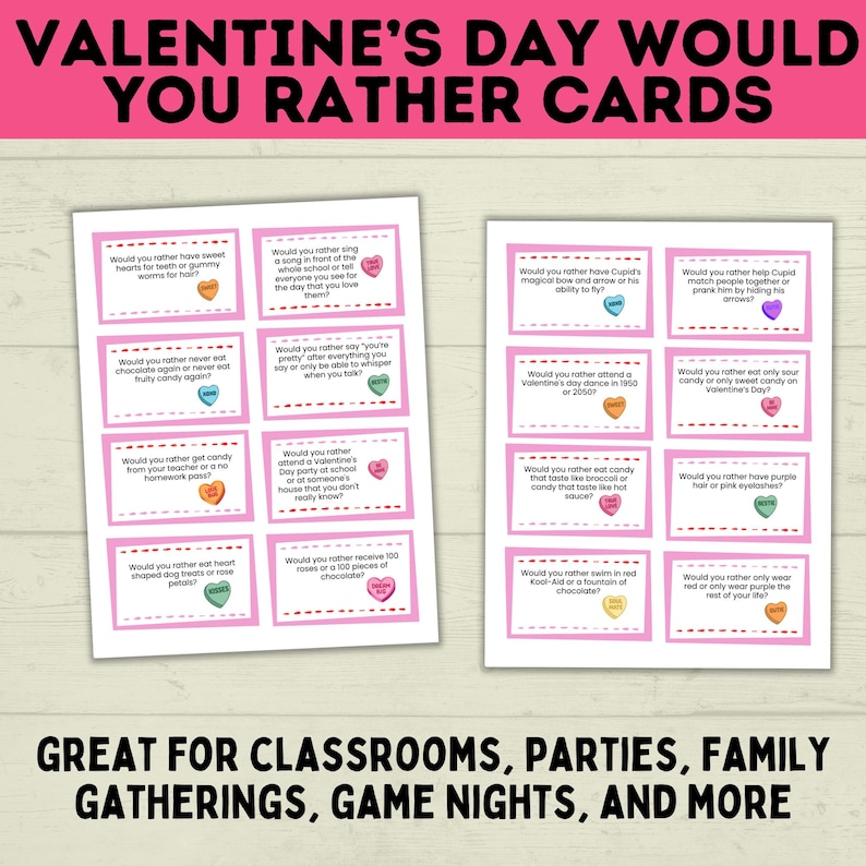 Valentine's Day Would You Rather for Kids, Classroom Party Game, Kid's ...