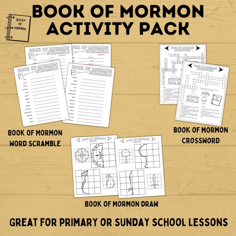 Book of Mormon Activity Pack for Kids Book of Mormon Crafts Book of ...